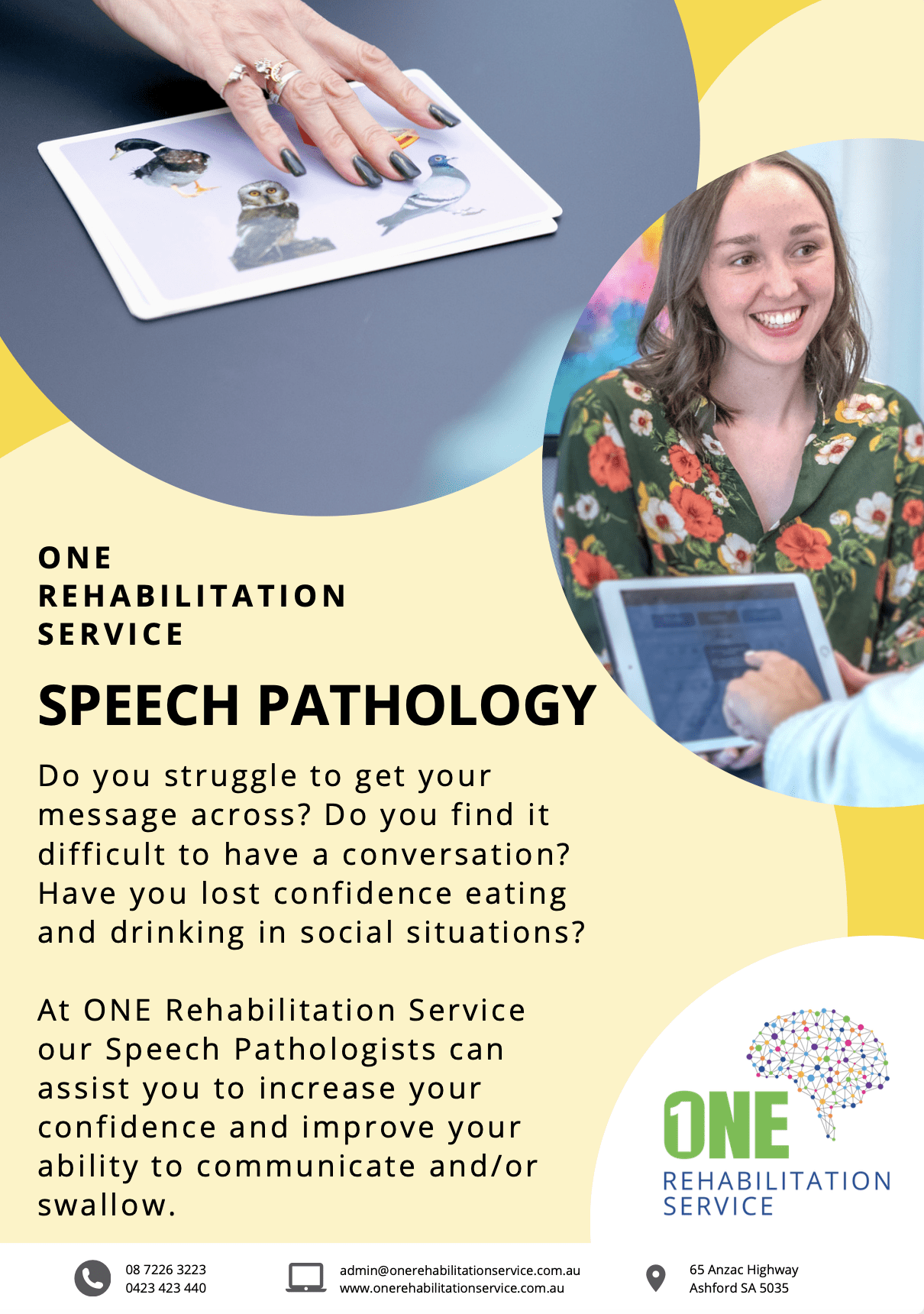 Speech Pathology Brochure – Adelaide | ONE Rehabilitation Service