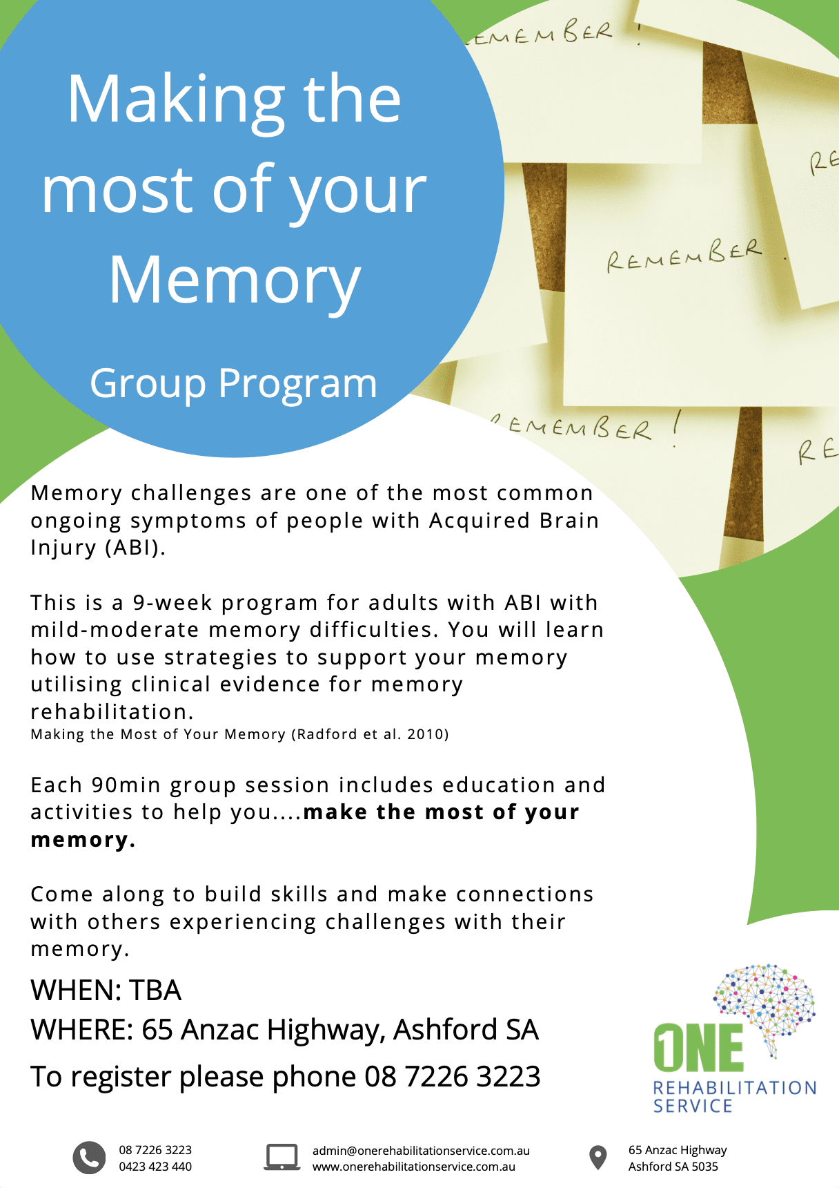 Making the Most of Your Memory – Group Poster | ONE Rehab